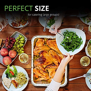 Nicole Fantini Full Size Deep Aluminum Pan With No Lids for Baking, Serving, Roasting, Broiling, Cooking - L. 20 3/4" x W. 12 4/5" x D. 3 1/5" (10)