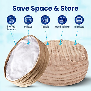 Cheer Collection Stuffed Animal Storage Bean Bag, Kids Toy Storage Organizer and Bean Bag Chair with Handle, Oversized Faux Fur Zippered Bag for Organizing Stuffed Animals, Machine Washable - Taupe