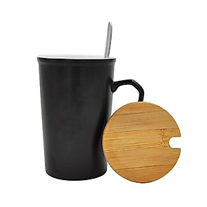 4Pcs Natural Bamboo Mug Lids with Spoon Hole Regular Mouth Mug Cover Heat Resistant Decorative Bamboo Lids Compatible Cup Lid for Drink Cup Coffee Mug Jar (Outer Diameter 3.35inch)
