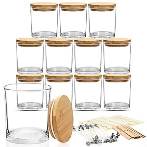 BEIUTAO Candle Jars, 12Pack 10oz Clear Glass Candle Jars With Lids and Candle Wicks, Candle Containers, Candle Making Kit for Making Candles - Dishwasher Safe
