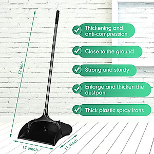 Weewooday 8 Pieces Commercial Lobby Dustpan Plastic Upright Dust Pan with Long Handle Metal Upright Dustpan Heavy Duty for Restaurants Commercial Lobby Garage Home and Outdoors Use