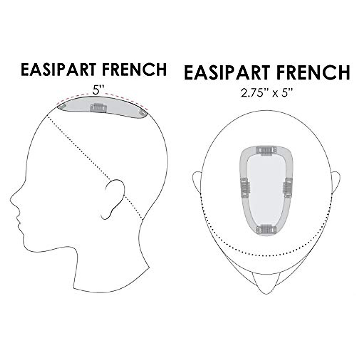 Bundle - 5 Items: 12" EASIPART FRENCH Remy Human Hair Hairpiece by Jon Renau, Christy's Wigs Q & A Booklet Luxury Shampoo & Conditioner & Mist Wide Tooth Comb - Color: 4