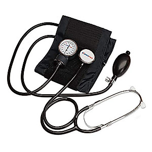 PARAMED Aneroid Sphygmomanometer with Stethoscope – Manual Blood Pressure Cuff with Universal Cuff 8.7-16.5" and D-Ring – Carrying Case in The kit – Black