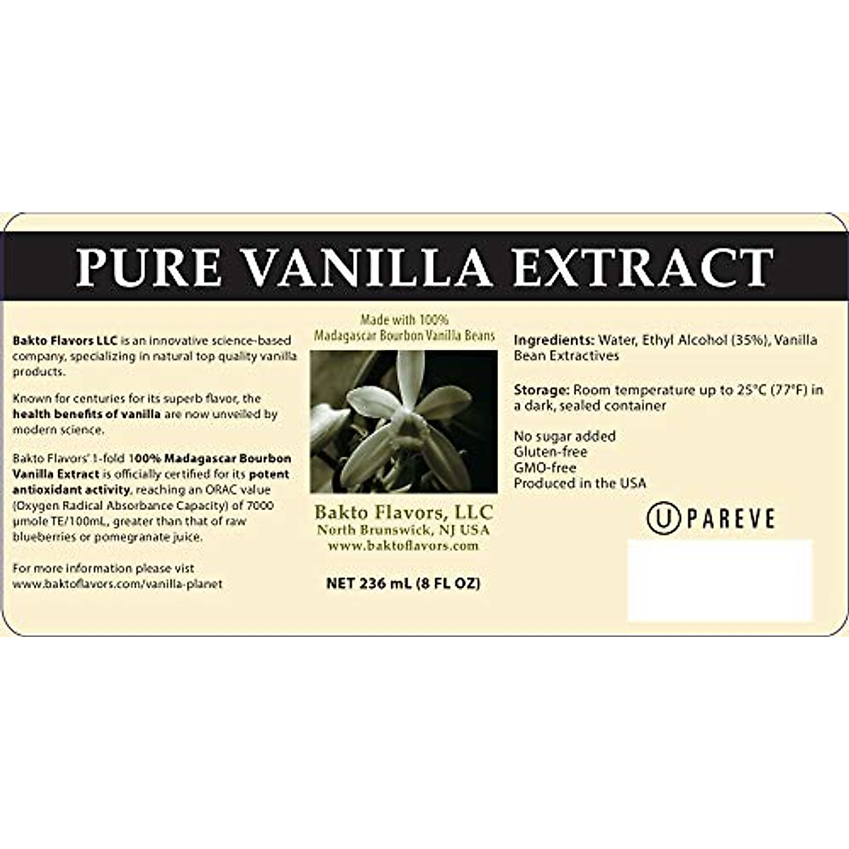 Bakto Flavors 8 oz. Madagascar Pure Vanilla Extract. 3 Bottles.