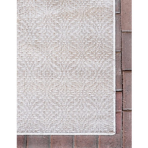 Unique Loom Outdoor Trellis Collection Area Rug - Deco Trellis (5' 3" x 8' Rectangle, Taupe/ Ivory)