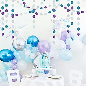 Purple-Blue Silver Frozen-Christmas Party-Decorations Streamers - 52Ft Winter Girl Birthday New Year Paper Garland Hanging Banner,Wonderland Mermaid Baby Shower Wedding Supplies Decor Lasting Surprise
