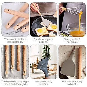 24 Pcs Kitchen Cooking Utensils Set,446°F Heat Resistant Non-Stick Silicone Kitchen Utensil Set With Wooden Handles and Holder,Kitchen Gadgets for Cookware,Kitchen Accessories,Khaki