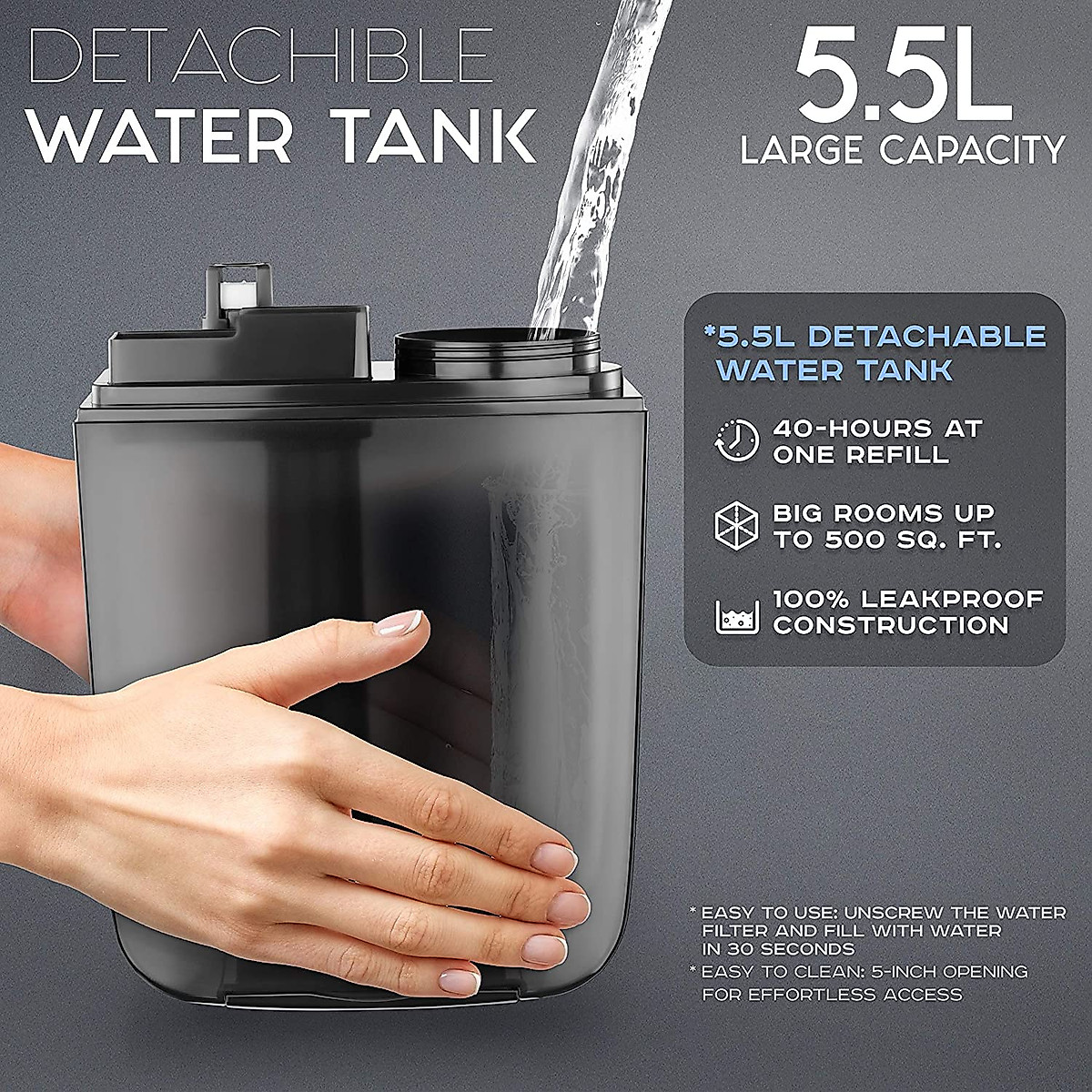 LED Humidifiers for Home Large Room Bedroom 1.45 Gal