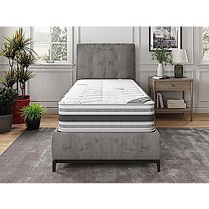 Ottomanson 12" Twin Mattress in a Box Made in USA, Firm Mattress, Hybrid Mattress Cool Improved Airflow with Edge to Edge Pocket Coil, Bed in A Box, Ottopedic