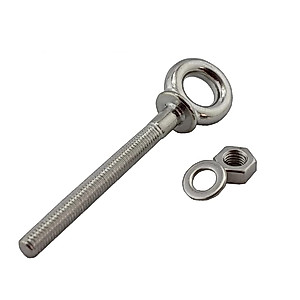 Ayunwei 5 Pcs 316 Stainless Steel Long Shoulder Eye Bolts Heavy Duty Threaded Eyebolts with Nuts (M6)