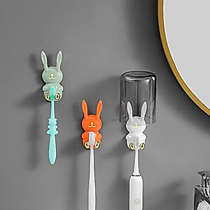 Cabilock 4pcs Adorable Rabbit Nail Free Hook Wall Coat Hanger Rabbit Wall Hooks Umbrella Holder No Punching Key Hook Bathroom Hooks Adhesive Cable Organizer Abs Child Key Chain Wall-Mounted