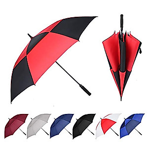 Baraida Golf Umbrella Large 62/68/72 Inch, Extra Large Oversize Double Canopy Vented Windproof Waterproof Umbrella, Automatic Open Golf Umbrella for Men and Women and Family(62 inch, Red Black)