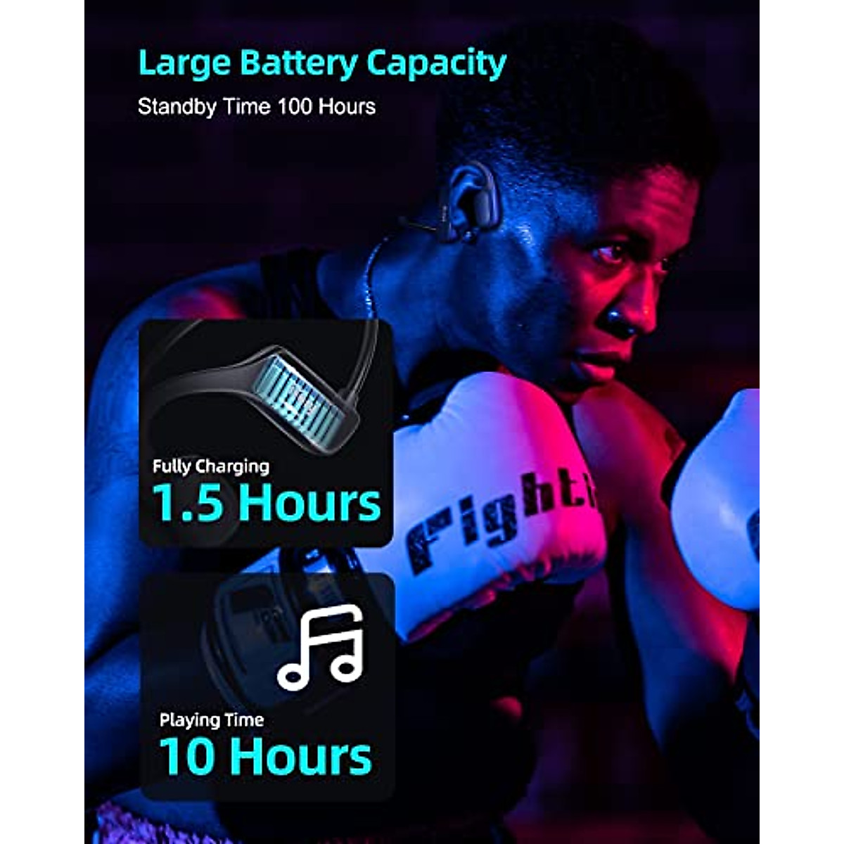 iFory Bone Conduction Headphones, Open Ear Bluetooth 5.2 Sports Headset Built with mic, 10h+ Hours Playtime Waterproof Sweat Resistant Wireless Earphones for Workouts, Running