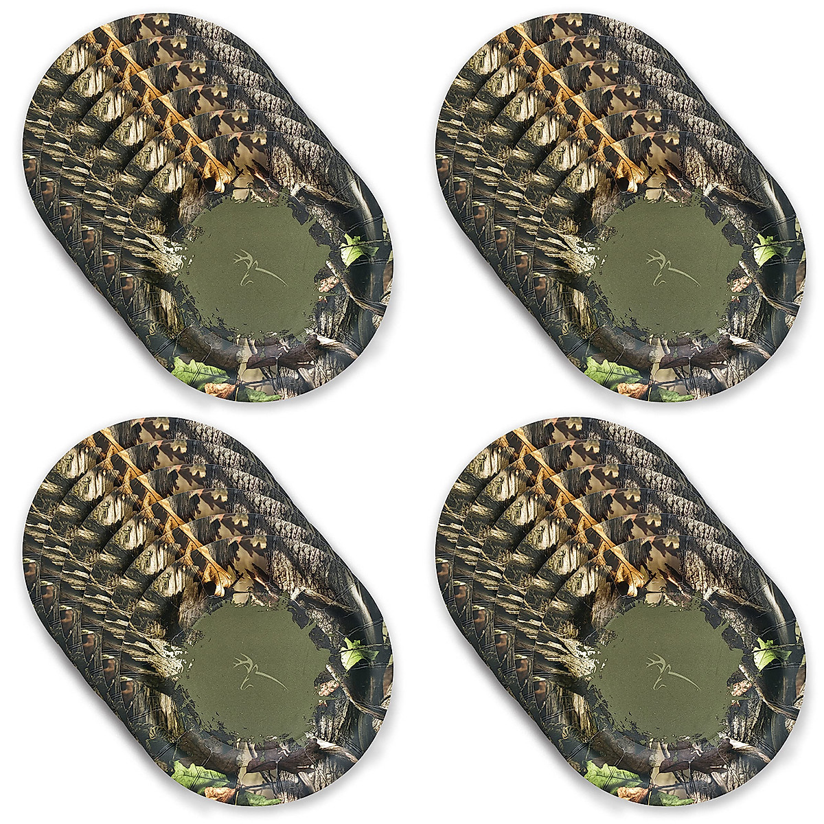 Havercamp Next Camo 7" Party Plates (24 pack) Hunting Camo Round Dessert Plates with Buck logo. Great for Hunter Themed Party, Camouflage, Birthdays, Graduations, Outdoor Family Picnics.