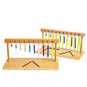 Kghios Montessori Math Toys Materials for Toddlers 1-20 Beaded Hanger Color Bead Stairs with Beads Montessori Mathematics Eductional Materials Learning Tools Preschool Toys