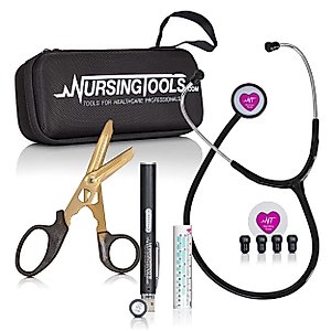 Nursing Tools 5 in 1 Nurse Kit - Trauma Shears, Dual Beam Pen Light, Caliper & Stethoscope for Nurses, Students, Practitioners & Medical Professionals