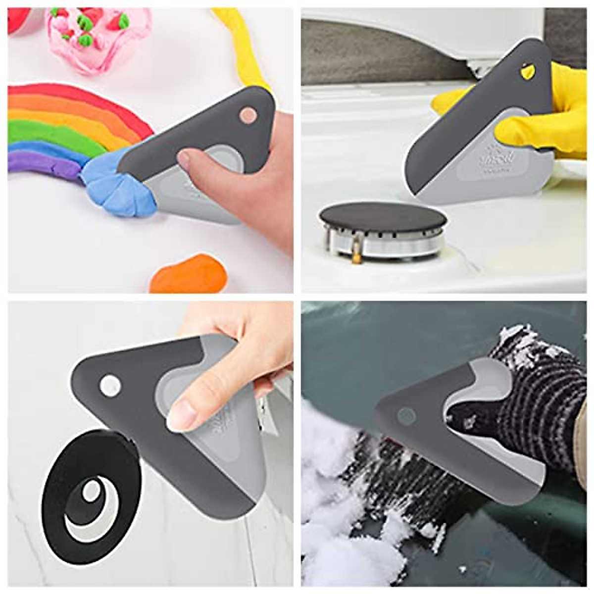 TMEDW Pan Scraper, 2-in-1 Pot and Pan Dish Scraper, Silicone and Nylon, Pot Scraper Tool for Kitchen Cleaning, Heat Resistant, Pack of 3