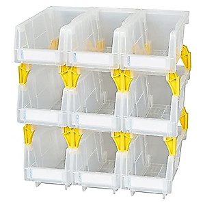 AERCANA Clear Storage Bin Wall Mounted Hanging Bins Plastic Stackable Storage Bins Garage Storage Bins(Clear, Pack of 9)