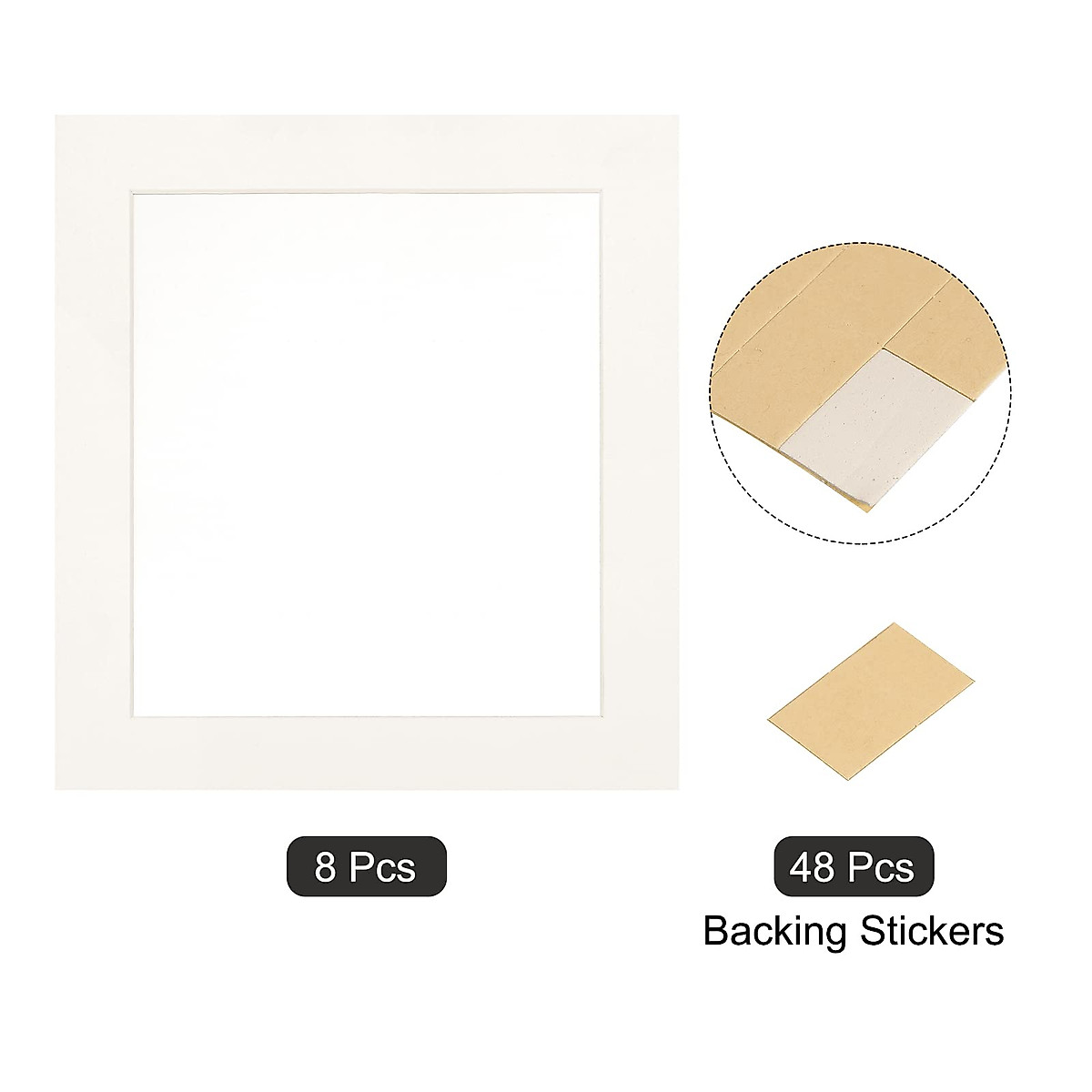 uxcell 9.8" x 11.8" Picture Mat, Core Bevel Cut Frame Mattes Photo Backing Board for 7.8" x 9.8" Photos Pictures Artwork Painting, White 8Pcs
