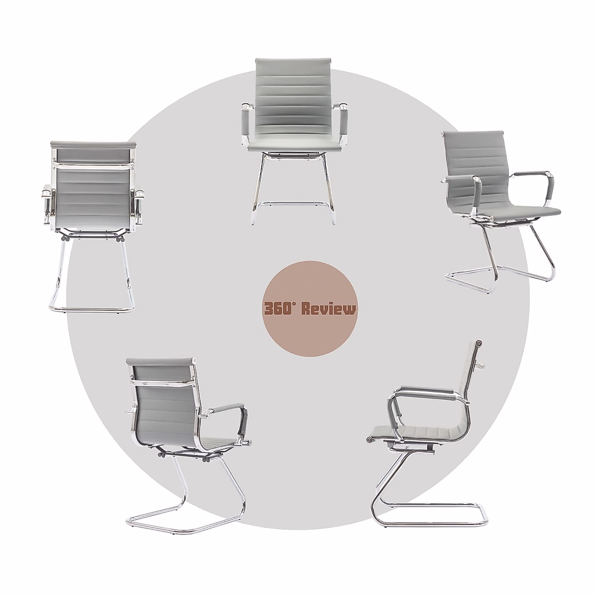 CIMOTA Waiting Room Chairs Leather Office Guest Chair Mid Back Reception Chairs with Sled Base for Meeting/Patient/Conference Room, Grey Set of 2