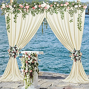 10x10 Ivory Backdrop Curtain for Wedding Parties Wrinkle Free Ivory Photo Curtains Backdrop Drapes Fabric Decoration for Baby Shower Photoshoot 5ft x 10ft,2 Panels