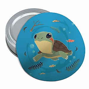 Cute Turtle Swimming with Fish Round Rubber Non-Slip Jar Gripper Lid Opener