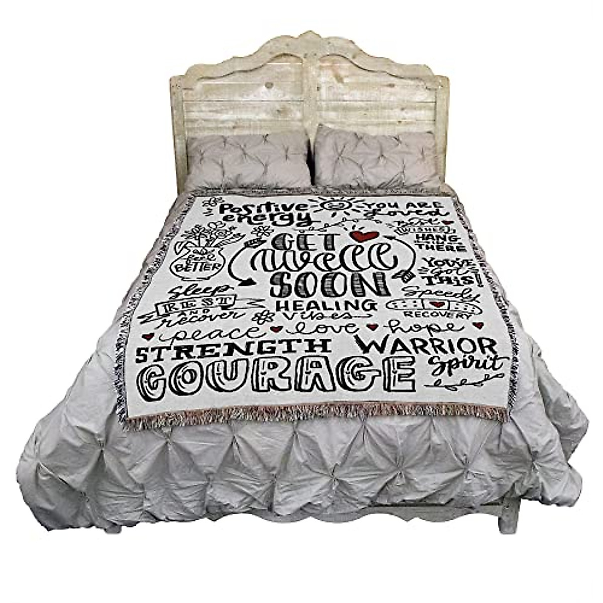 Pure Country Weavers Get Well Soon 2 Blanket - Gift Tapestry Throw Woven from Cotton - Made in The USA (72x54)