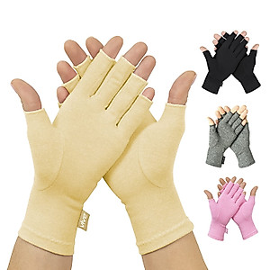 Vive Compression Arthritis Gloves - Comfortable Fit for Men and Women - Open Finger for Rheumatoid, Osteoarthritis