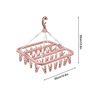 BAIRONG Clothes Hanger, Foldable Clothes Drying Rack, Sock Dryer, Swivel Clothes Drying Clip, Clothes Dryer Rack, Lingerie Hangers with 32 Clips for Indoor Outdoor Wet and Dry
