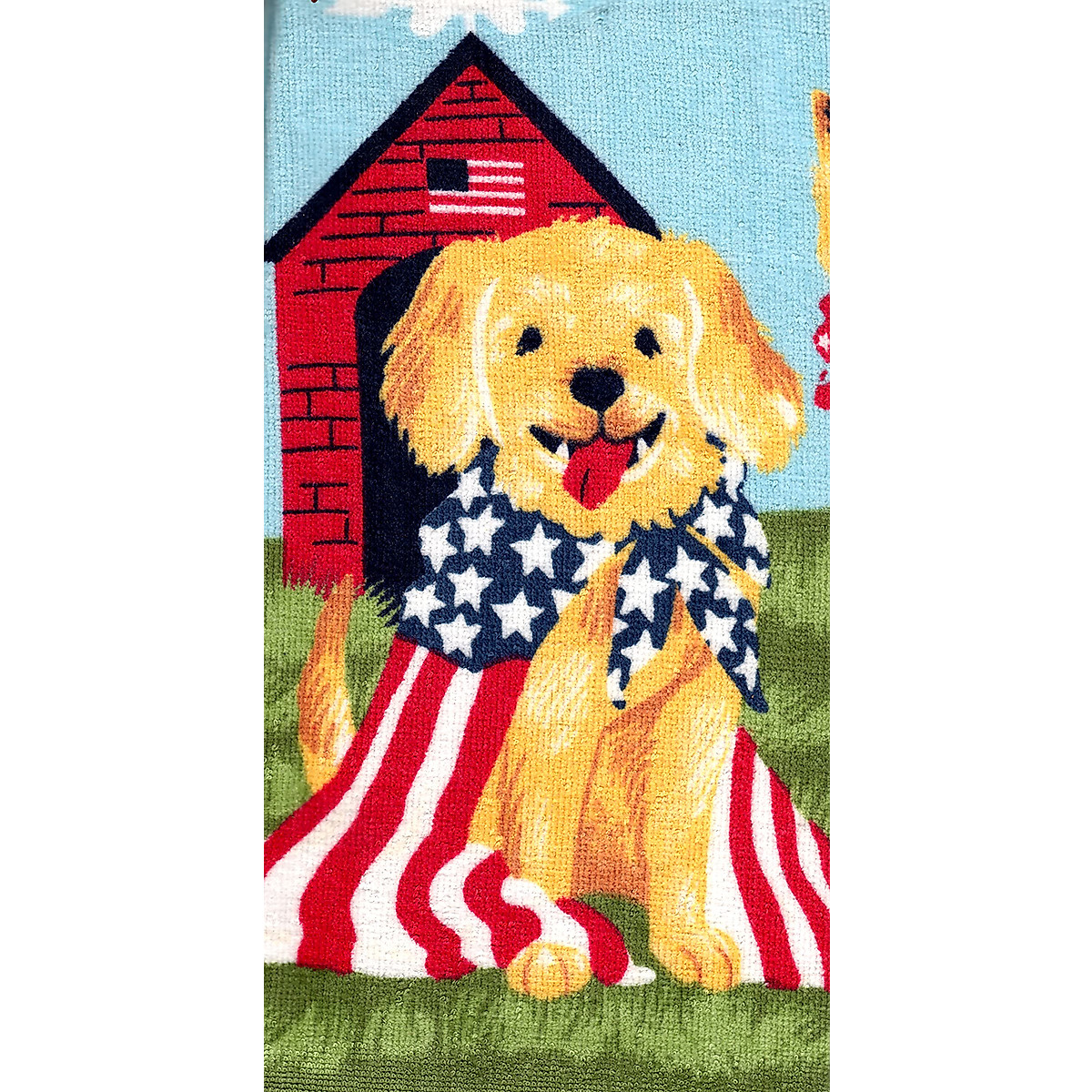 4th of July USA Home Decor Patriotic Puppy Dog Yellow Lab Kitchen Towel Set
