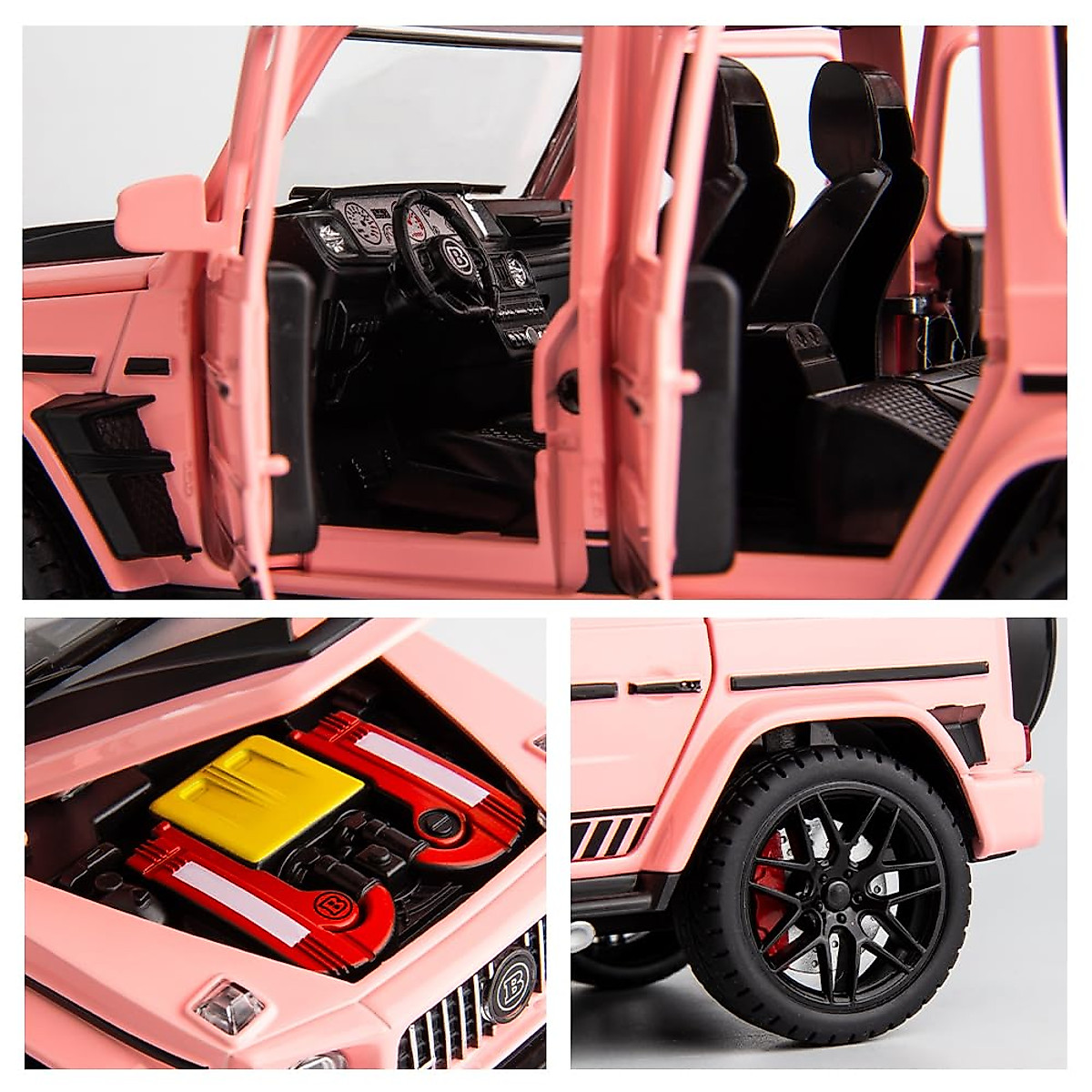WAKAKAC Model Car 1/22 Scale Benz G800 Alloy Collectible Pull Back Toy Vehicle with Light and Sound Door Can Be Open Toy Car for Boys Adults Gift(Pink)