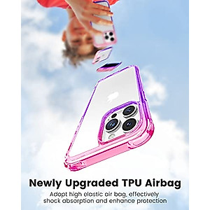 Mkeke for iPhone 14 Pro Case, [Military Grade Protection] [Not Yellowing] Shockproof Phone Case for Apple iPhone 14 Pro 2022 - Pink to Purple
