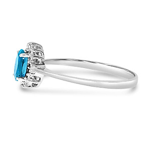 Direct-Jewelry 14k White Gold Oval Blue Topaz And Diamond Ring (Size 9)