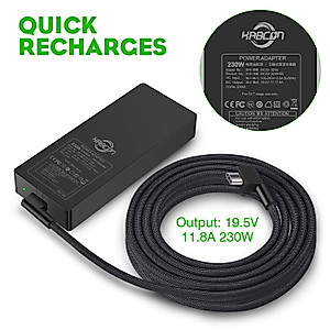 Charger for Razer Blade Pro 17 and Razer Blade 15 Model GTX1060/GTX1070/RTX2070/RTX2080, 230W 19.5V 11.8A Laptop AC Adapter Power Supply