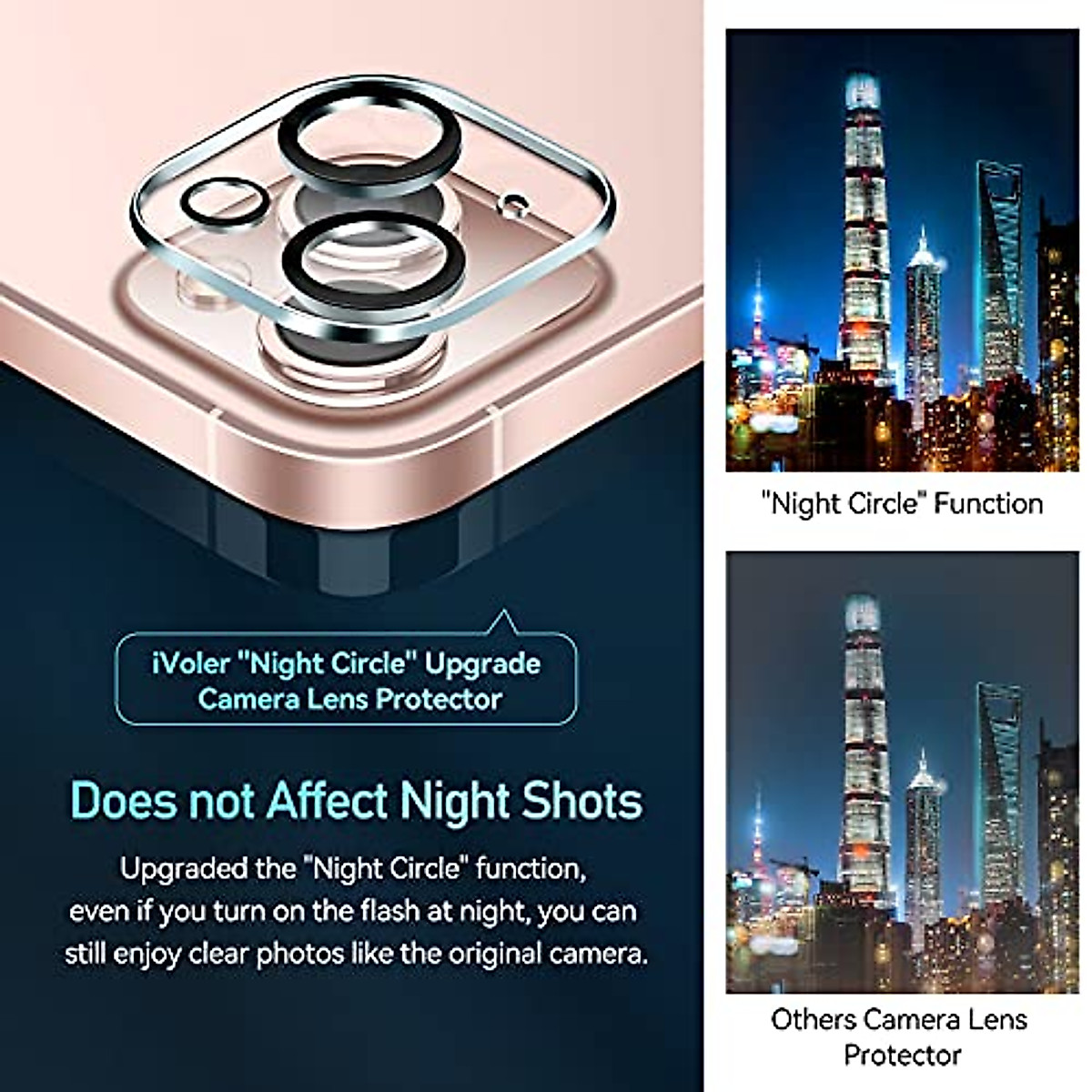 ivoler [4-pack] Camera Lens Protector for iPhone 13 6.1''/13 Mini 5.4'' Tempered Glass Screen Protector (Not for iPhone 13 Pro), HD Clear [Anti-Scratch] [Bubble Free] [Case Friendly],Black Circle
