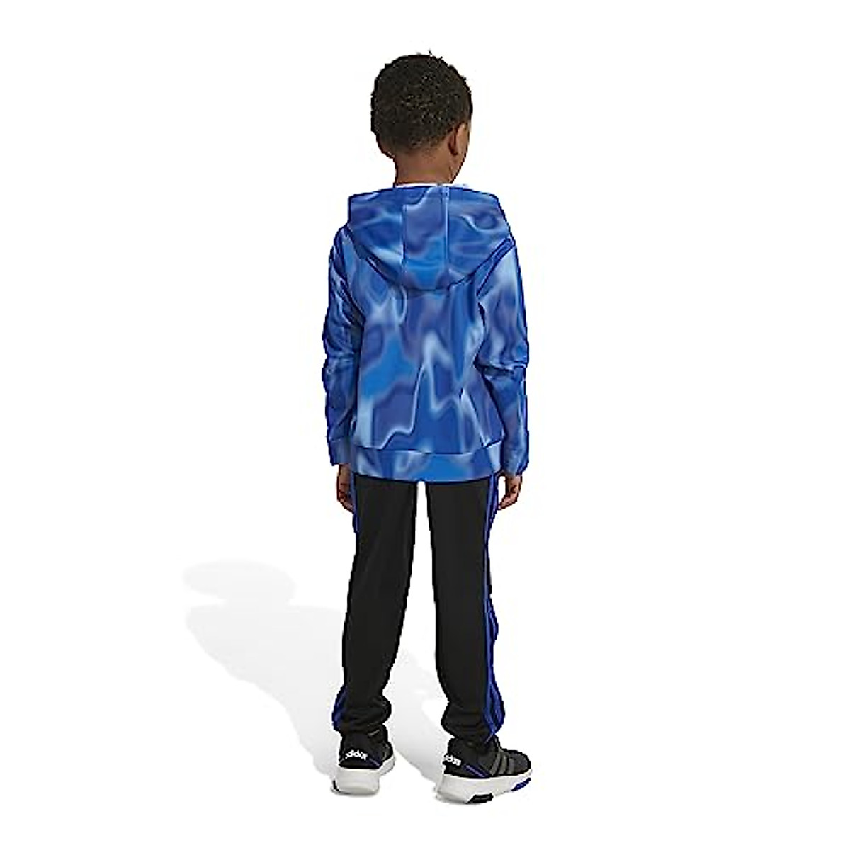 adidas boys Long Sleeve Camo Fleece Hooded Pullover Set, Team Royal Blue (New), 7