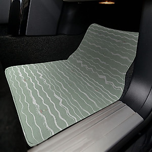 Lunarable Nautical Car Mat Set of 4, Pattern of Hand Drawn Waves with Boats Floating, Front & Back Seat Floor Mat Durable PVC Backing Car Accesory, Sage Green White