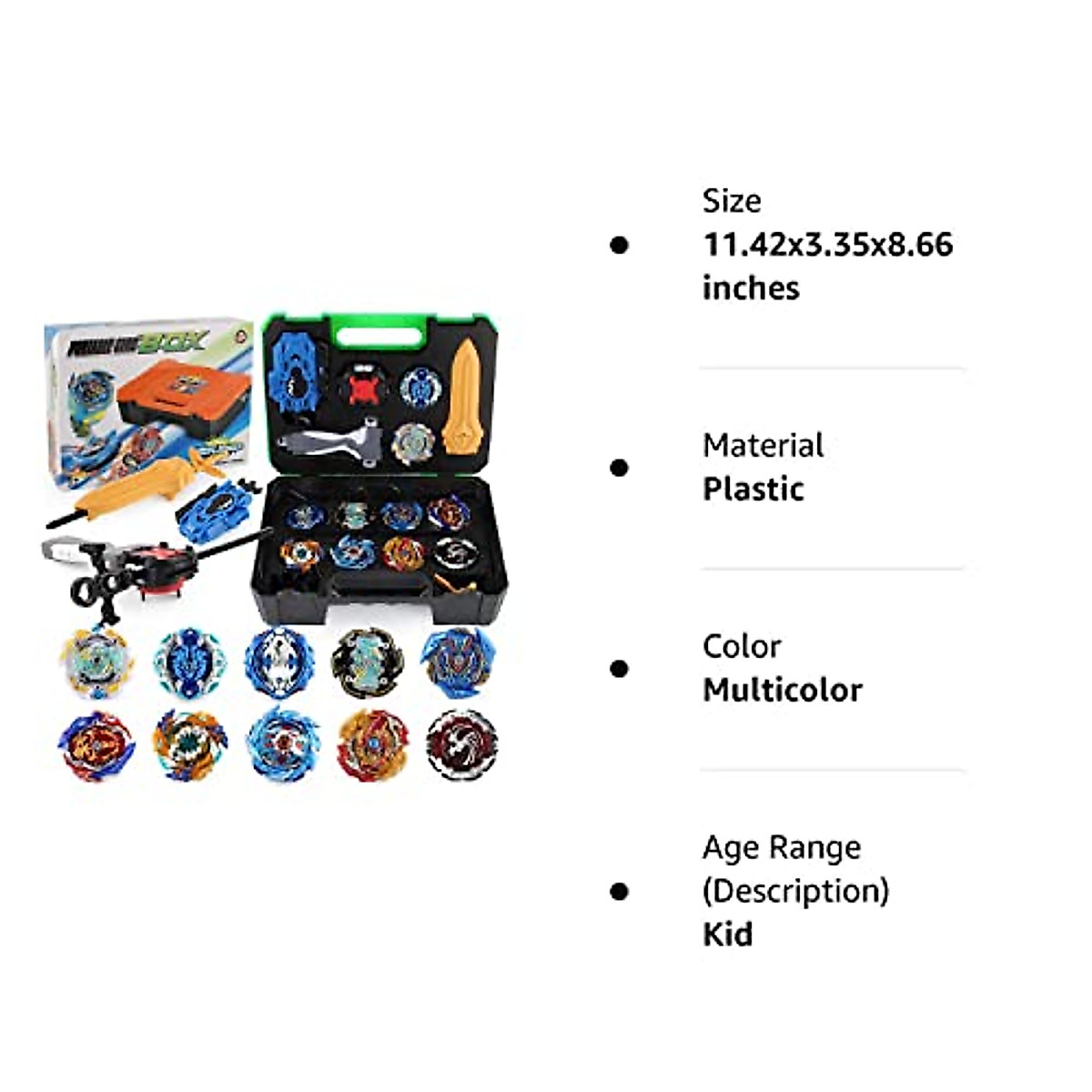 JIMI Bey Battling Top Burst Gyro Toy Set Combat Battling Game 10 Spinning Tops 3 Launchers with Portable Storage Box Gift for Kids Children Boys Ages 6+