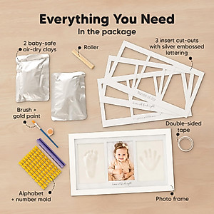 Baby Hand and Footprint Kit - Personalized Baby Gifts, Baby Footprint Kit, Newborn Keepsake Baby Handprint Kit, Baby Nursery Decor, New Baby Gift Sets, Baby Shower Gifts for Girls, Boys (Alpine White)