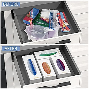 NPPLUS Bag Storage Organizer, Acrylic Baggie Organizer Plastic Bag Dispenser Holder For Gallon Quart Sandwich And Snack, Compatible With Cling Wrap, Wax, Foil - 4 Pack, White