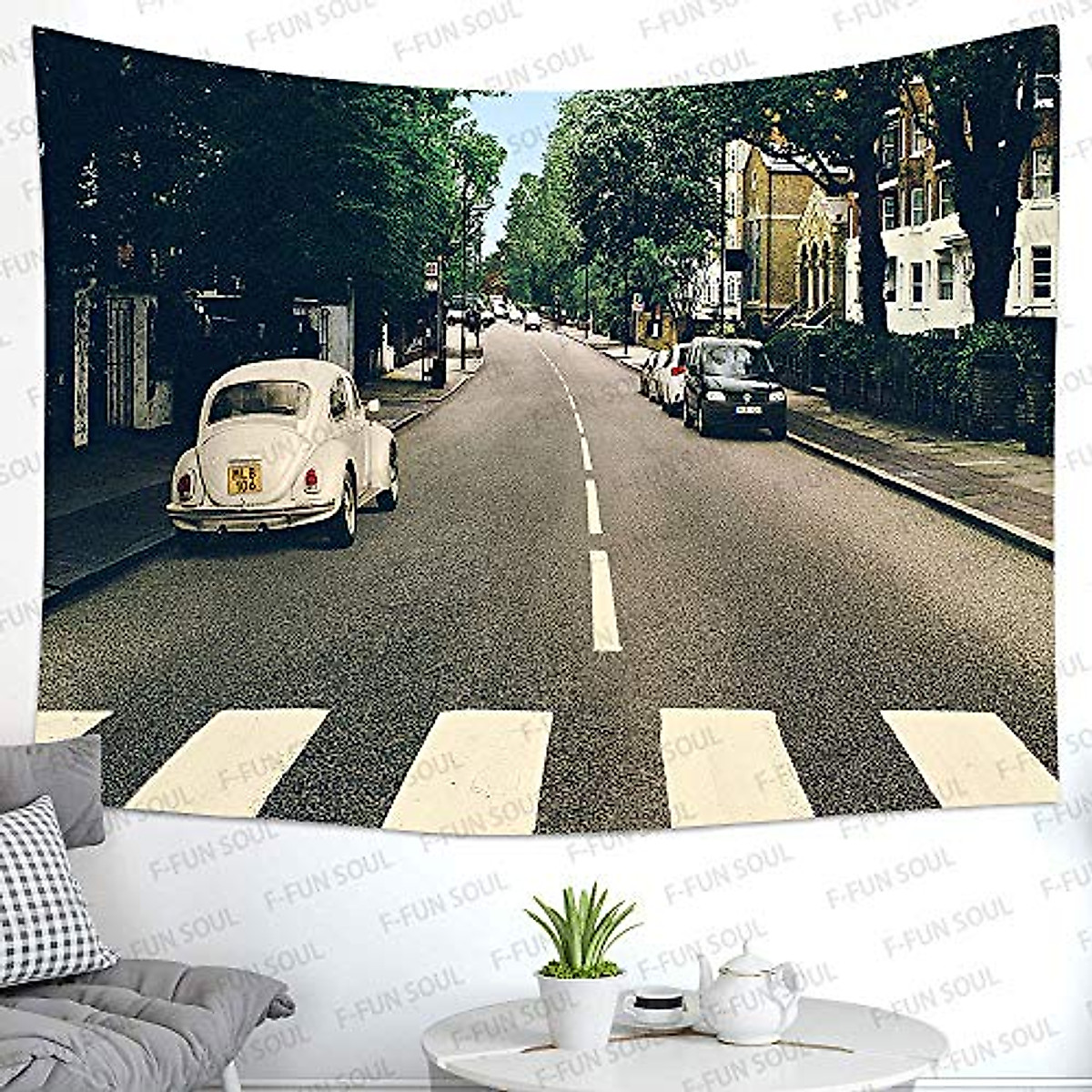 F-FUN SOUL Classic Music Poster Tapestry, Large 80x60inches Soft Flannel, Walk on The Street Reto Photo Wall Hanging Tapestries for Living Room Bedroom Decor Music Party Banner GTZYFS70