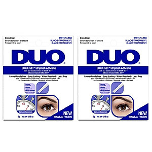 DUO Quick-Set Strip Lash Adhesive - White/Clear, Latex-Free, Water-Resistant, Long-Lasting, Lash Glue, 0.18 oz, 2-Pack