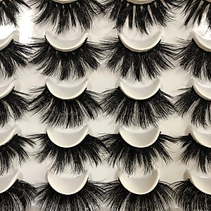 Pooplunch 25MM Faux Mink Lashes Pack Dramatic False Eyelashes 10 Pairs Fluffy Long Thick Volume Mink Eye Lashes Multipack