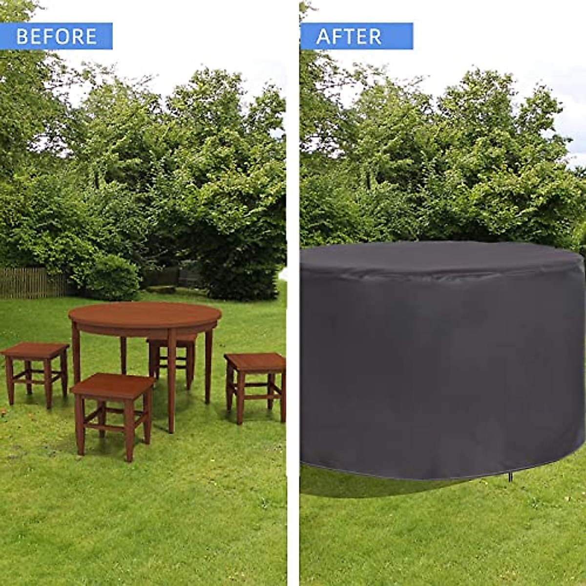 HUHJYUGE Patio Dining Table Cover Round Dust-Proof 24" D x 24" H, Patio Furniture Covers Waterproof, Garden Furniture Covers, Furniture Covers for Outdoor Seating Sectional Windproof