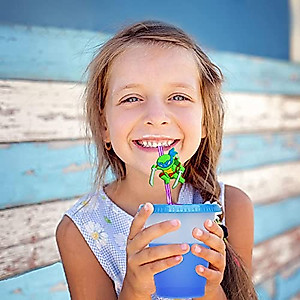 24 Ninja Party Favors Reusable Drinking Straws 6 Designs Great for Ninja Birthday Party Supplies with 2 Cleaning Brushes