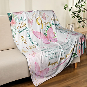 Vervehub 9 Year Old Girl Birthday Gifts Blanket 50"X40", 9 Year Old Girls Gift, Birthday Gifts for 9 Year Old Girls, Best Presents for 9 Year Old Girls, 9 Yr Old Girl Gift, 9th Birthday Gifts