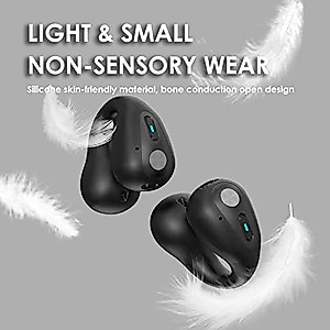 Open Ear Clip Headphones Earclip Wireless Bluetooth Air Bone Conduction Earbuds Air Conducting Earphones Gym Sport Running Workout Ear Buds Comfortable Lightweight for Small Ear Canals Nude