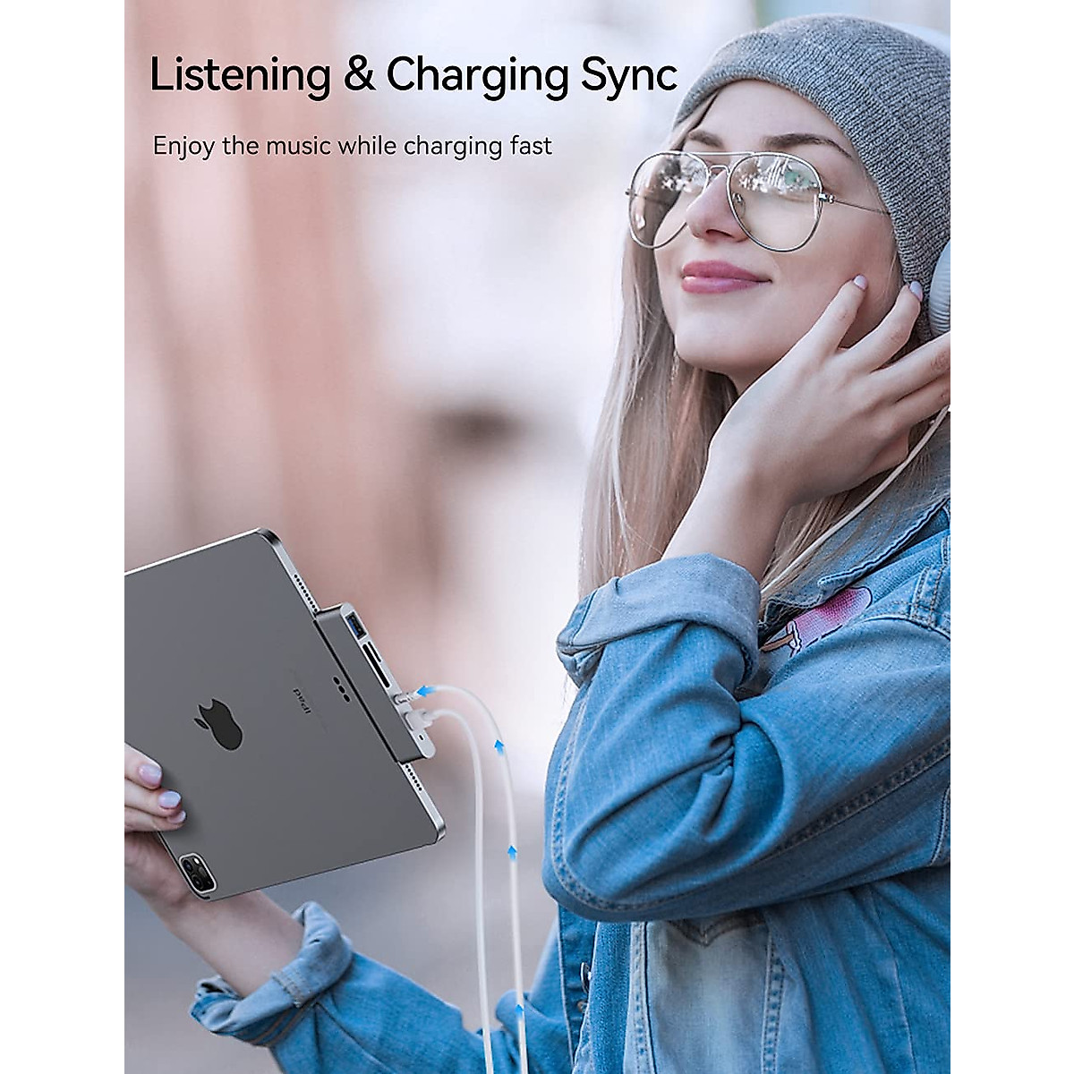 iPad Pro USB C HUB, 6-in-1 iPad Adapter (Attach Magnetically) with 60W Power Delivery, 4K HDMI, Audio, USB 3.0, SD and MicroSD Slots, for iPad Pro 2021 2020 11 12.9/iPad Air 5/iPad Mini 6 Accessories