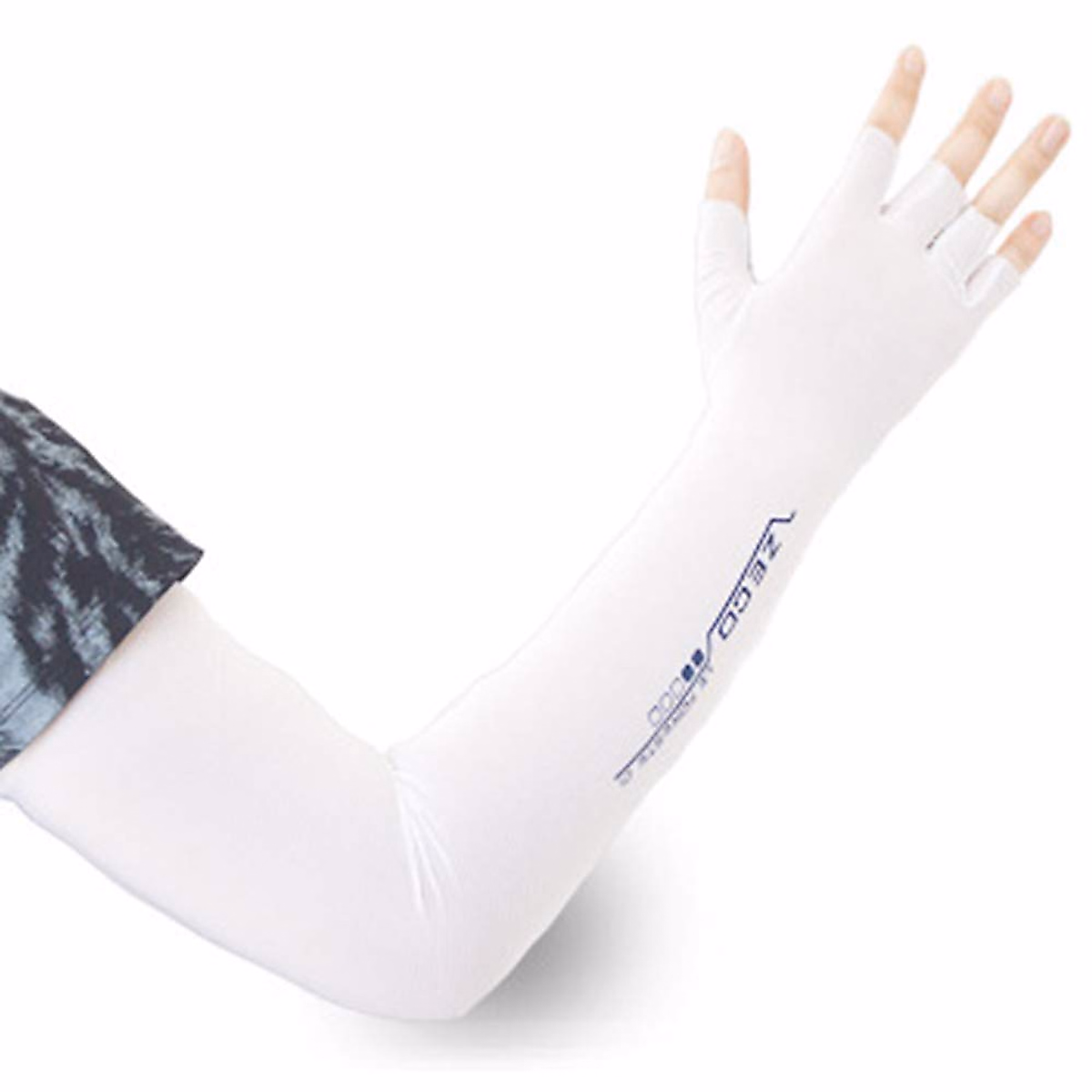 HODORPOWER UV Protection Gloved Arm Sleeves for Men & Women Cycling Ice Arm Sleeve Fingerless Sun Compression Long Arm Cover, White, One Size