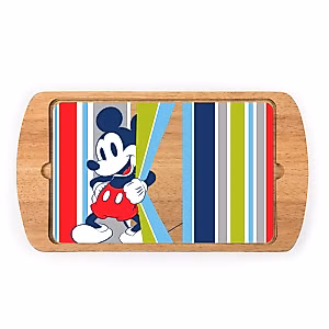 Picnic TIME Disney Mickey Mouse Billboard Glass Top Cheese Board, Serving Platter, Cheese Boards Charcuterie Boards, (Parawood)